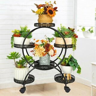 6 Tiered Triangle Wood Plant Stand Corner Flower Shelf Indoor Outdoor ...
