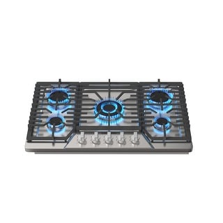 Recessed Gas Stove Cooktop in Stainless Steel with 5 Sealed Burners ...