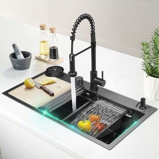 GT 33" L x 18'' W Drop-In Single Bowl Stainless Steel Kitchen Sink ...
