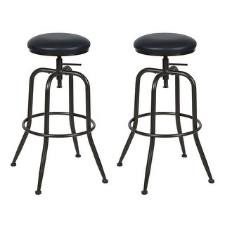 Industrial Counter Bar Stools with Black Pu (Set of 2) for a Modern ...