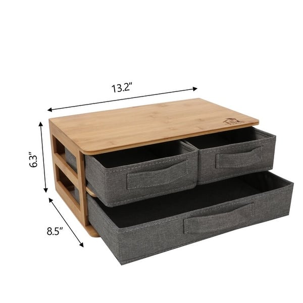 Bamboo Desk Organizer with imitation linen Drawers - Bed Bath & Beyond ...