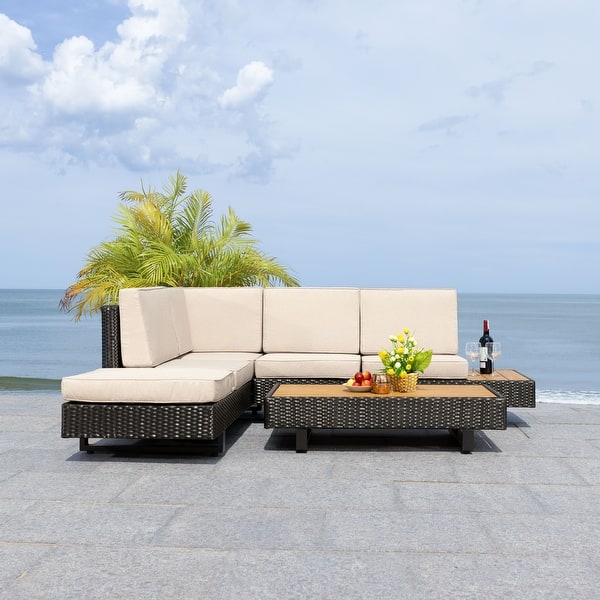 SAFAVIEH Outdoor Allison Corner Patio Conversation Set - Bed Bath ...