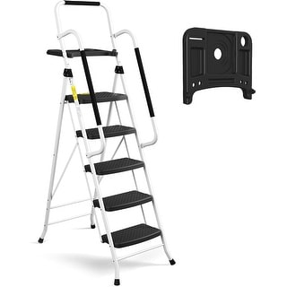 TOBILI 5 Step Ladder with Handrails with Tool Platform - Bed Bath ...