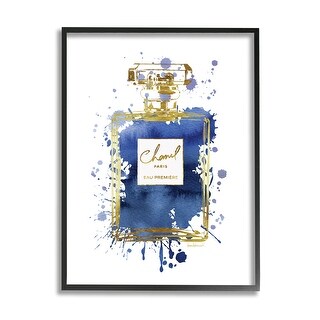 Stupell Blue Pop Splash Glam Fragrance Bottle Framed Wall Art - Bed ...