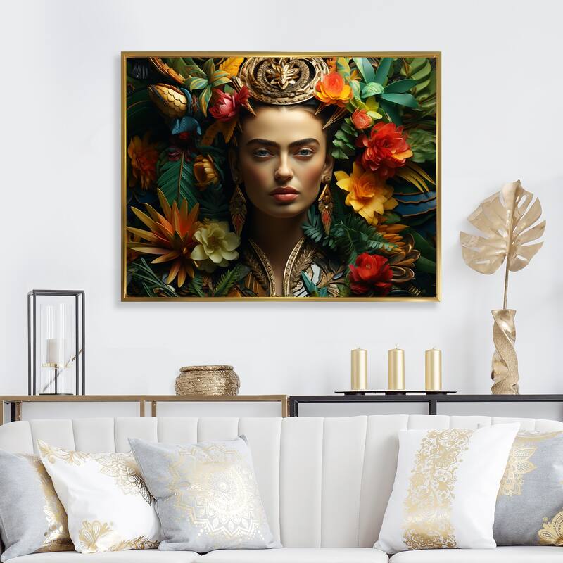 Designart "Frida Woman Blooming Mexican Portrait III" Woman Mexican ...