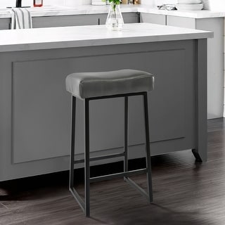 26 Inch Backless Counter Stool with Leatherette Seat, Set of 2, Gray ...