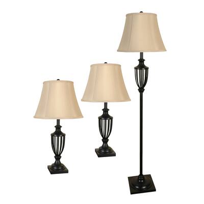 3-Piece Lamp Set, Black - N/A - Overstock - 28981369