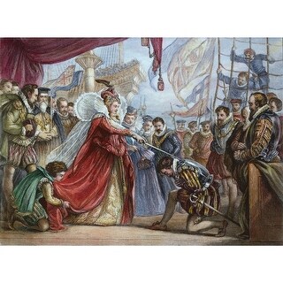 Elizabeth I/Francis Drake. /Nqueen Elizabeth I Knighting Francis Drake ...