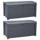 Keter Borneo Rattan Wicker Resin Patio Deck Storage Box Bench, Grey (2 ...