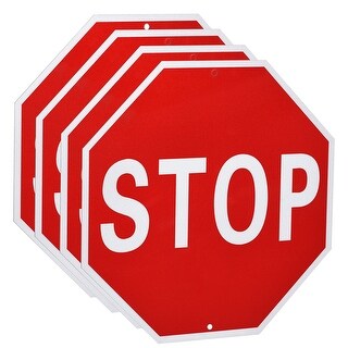 4pcs Stop Sign 12" x 12" Warning Reflective Aluminum Signs for Street ...
