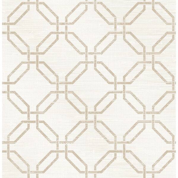 Brewster Phaius White Trellis Wallpaper - 20.5in x 396in x 0.025in ...