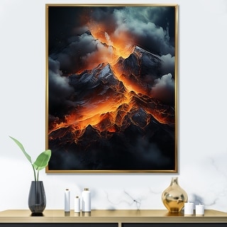 Designart "Volcano Volcanic Wilderness I" Volcano Framed Canvas Prints ...