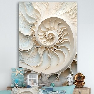 Designart "Ivory Infinity Sea Sheel Spiral" Nautiluswall Art - Bed Bath ...