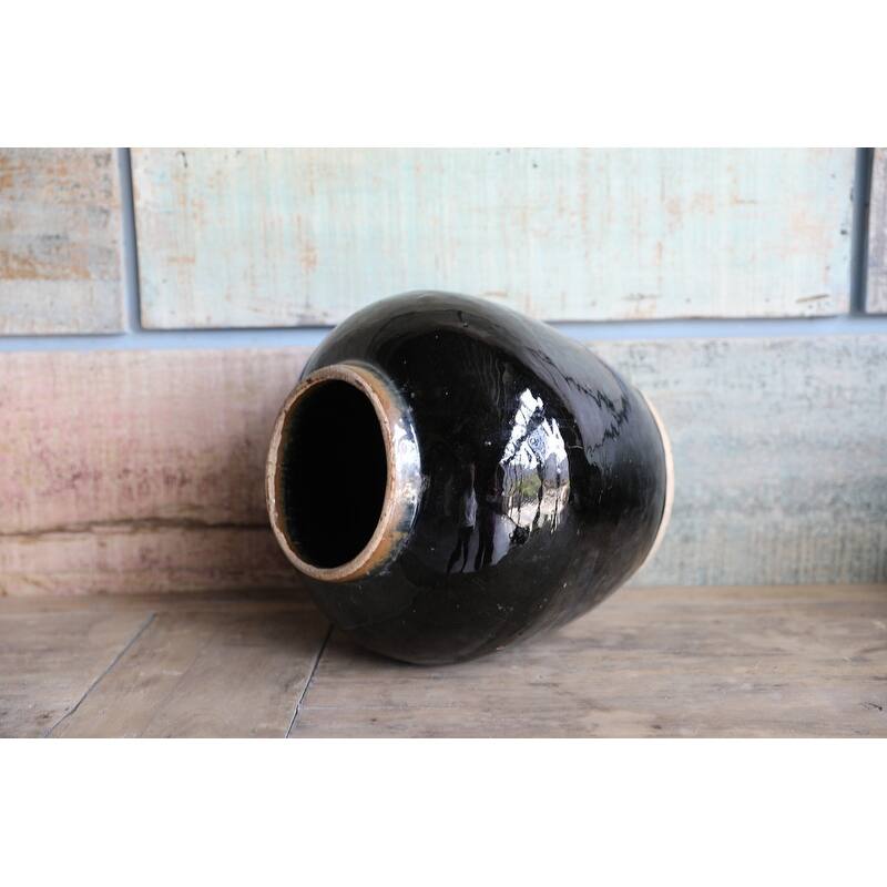 Artissance Large Vintage Glazed Obsidian Vase w/Unfinished Base, 12 ...