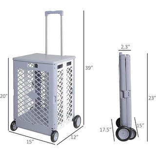 Portable Diamond Grid Tools Cart Foldable Gray Rolling Cart - Bed Bath ...