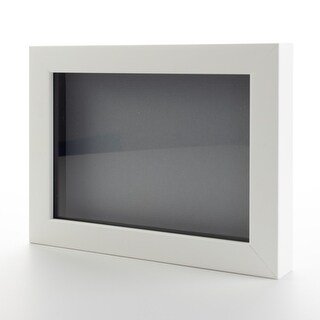 White 14x22 Wood Shadow Box with Grey Acid-Free Backing - With 11/16 ...