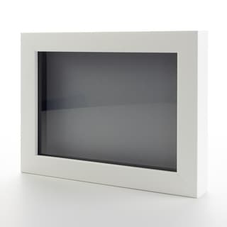 White 4x4 Wood Shadow Box with Grey Acid-Free Backing - With 11/16 ...