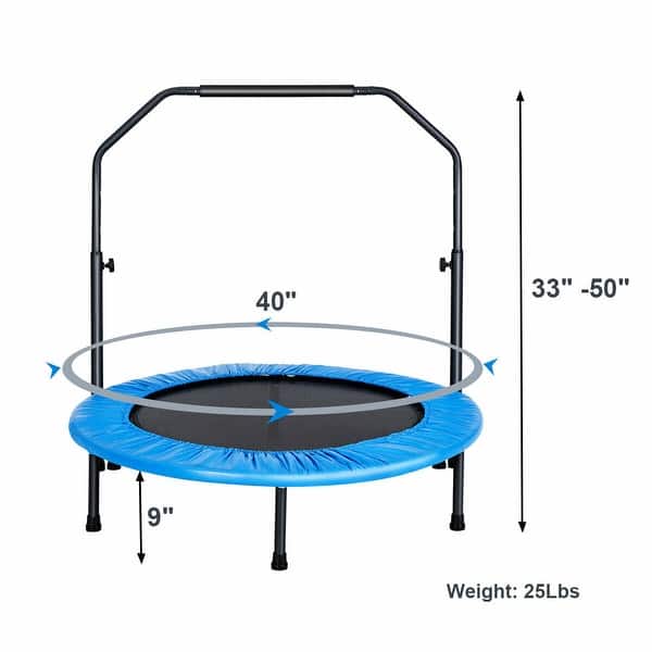 Gymax Mini Rebounder Trampoline With Adjustable Hand Rail Bouncing ...