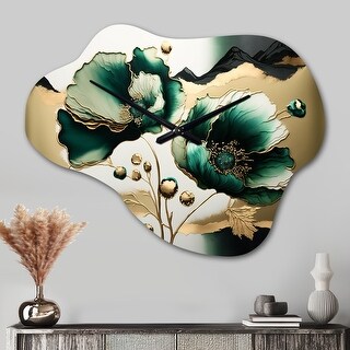 Designart - Gold And Green Poppy Floral Euphoria I - Poppies Large Wall ...