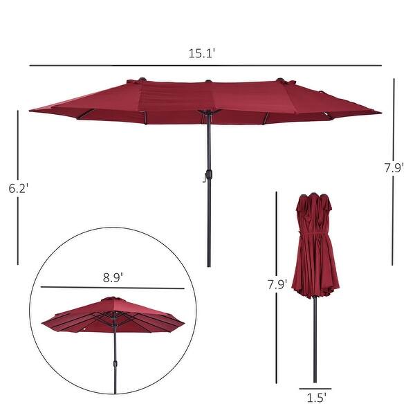 15ft Patio Umbrella Double-Sided Outdoor Market Extra Large Umbrella ...