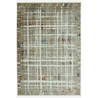 2' x 8' Ivory Khaki Distressed Plaid Runner Rug - 2'3" x 7'7" - Bed ...