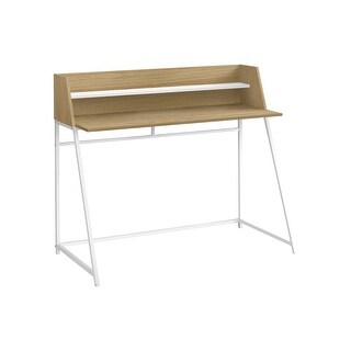 White Trapezoid-shaped Legs Home Office Computer Desk with Sturdy ...