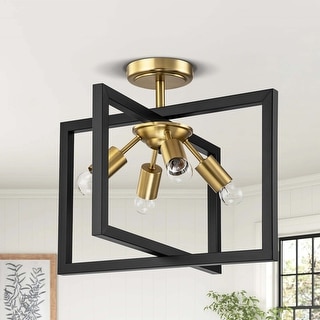 Mid-Century Modern Vintage 4-light Sputnik Geometric Semi Flush Mount ...