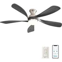 52'' Ceiling Fan with Dimmable 3 Colors LED Light, 5 Noiseless Blades ...