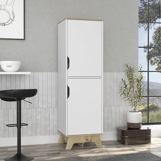 Kitchen 2-Door Pantry Cabinet Light Oak and White - Bed Bath & Beyond ...
