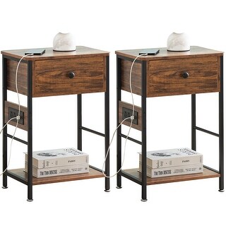 End Table with Charging Station,Side Table with USB Ports and Type-c ...