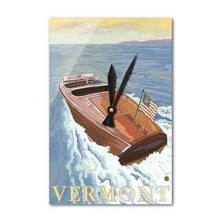 Vermont - Chris Craft Boat - Lantern Press Artwork (Acrylic Wall Clock ...