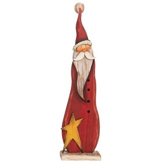 Transpac Wood 15 in. Multicolored Christmas Rustic Slim Santa and ...