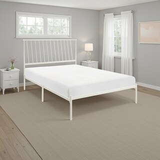 Angie Twin Size Platform Metal Bed, Subtly Angled Slats on Headboard ...