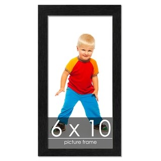 6x10 Traditional Black Complete Wood Picture Frame with UV Acrylic ...