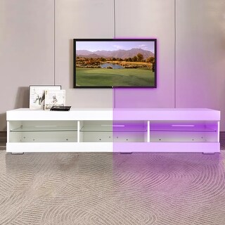 Modern LED TV Stand Entertainment Center with Glass Shelves - Bed Bath ...
