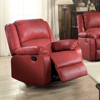 Red PU Leather Rocker Recliner with Motion Function and Full Leg ...