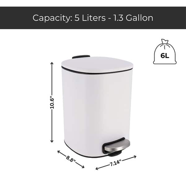 Stylish Metal Trash Can with Silent Soft Close Lid 5L - 1.3 Gal Foot ...
