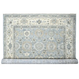 Shahbanu Rugs Cadet Gray Acoustic White Supple Collection Hand Knotted ...