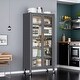 Open-door kitchen shelving,multilevel household microwave storage ...