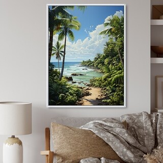 Designart "Palm Trees At The Beach III" Palms & Palm Trees Framed ...