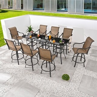 Patio Festival 11-Piece Outdoor High-Seating Metal Dining Set - Bed ...