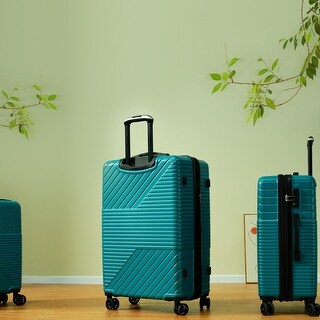 3 Piece Stripe Design Suitcase with TSA Lock 20''24''28'', Green - Bed ...