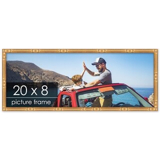 20x8 Frame Gold Bamboo Solid Wood Picture Frame with UV Acrylic, Foam ...