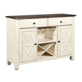 Contemporary Style 2 Drawer and 2 Door Server, White and Brown - Bed ...
