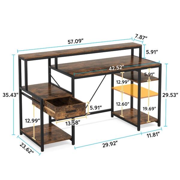 57 Inch Computer Desk Writing Table with Monitor Stand - Bed Bath ...