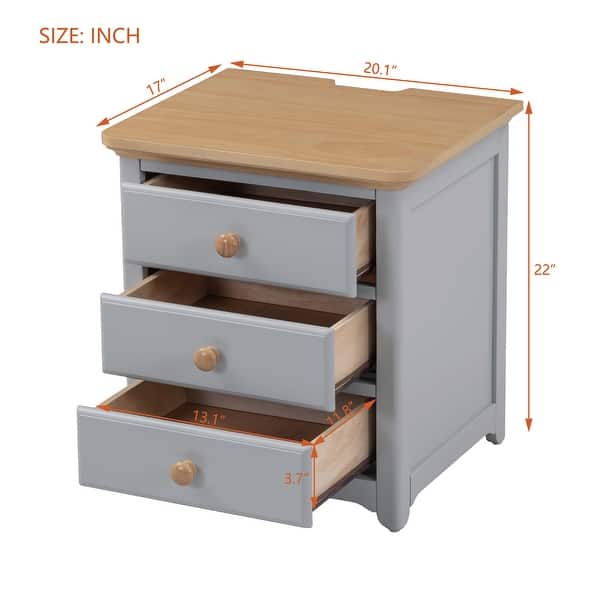 European Bedside Table with 2 Plug Sockets and 2 USB Interface Living ...