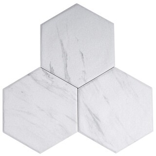 TileGen. Dorest 8" x 9" Porcelain Marble Look in White Wall & Floor ...