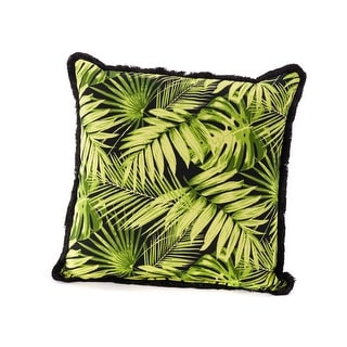 Terrasol Tropica Ebony Indoor/Outdoor 20" Toss Pillow with Brush Fringe ...