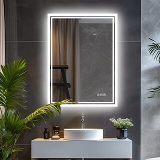 Touch Sensor LED Illuminated Bathroom Mirror Anti-fog - 20" x 16" - Bed ...