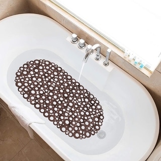 Brown Vinyl Non-Slip Bathtub Shower Mat With Suction Cups -27" x15 ...